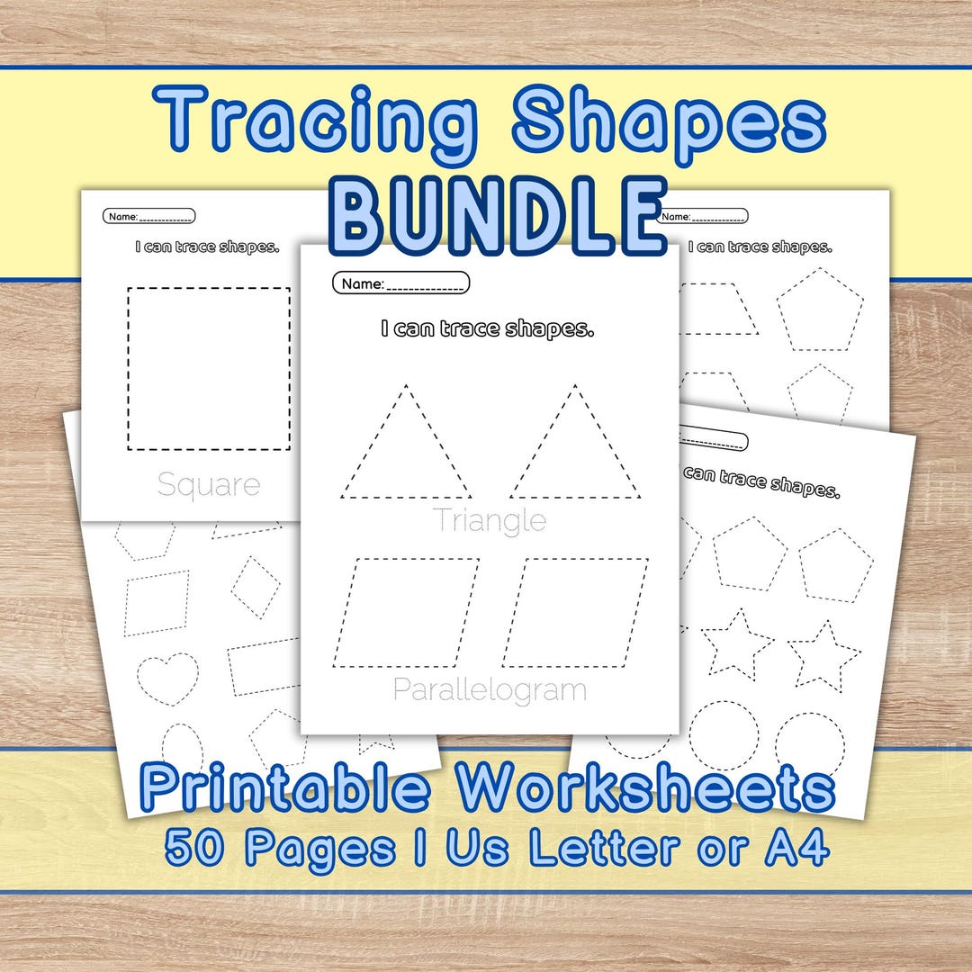 Shapes Tracing Worksheets Bundle - Fine Motor Skills Practice | 50 ...