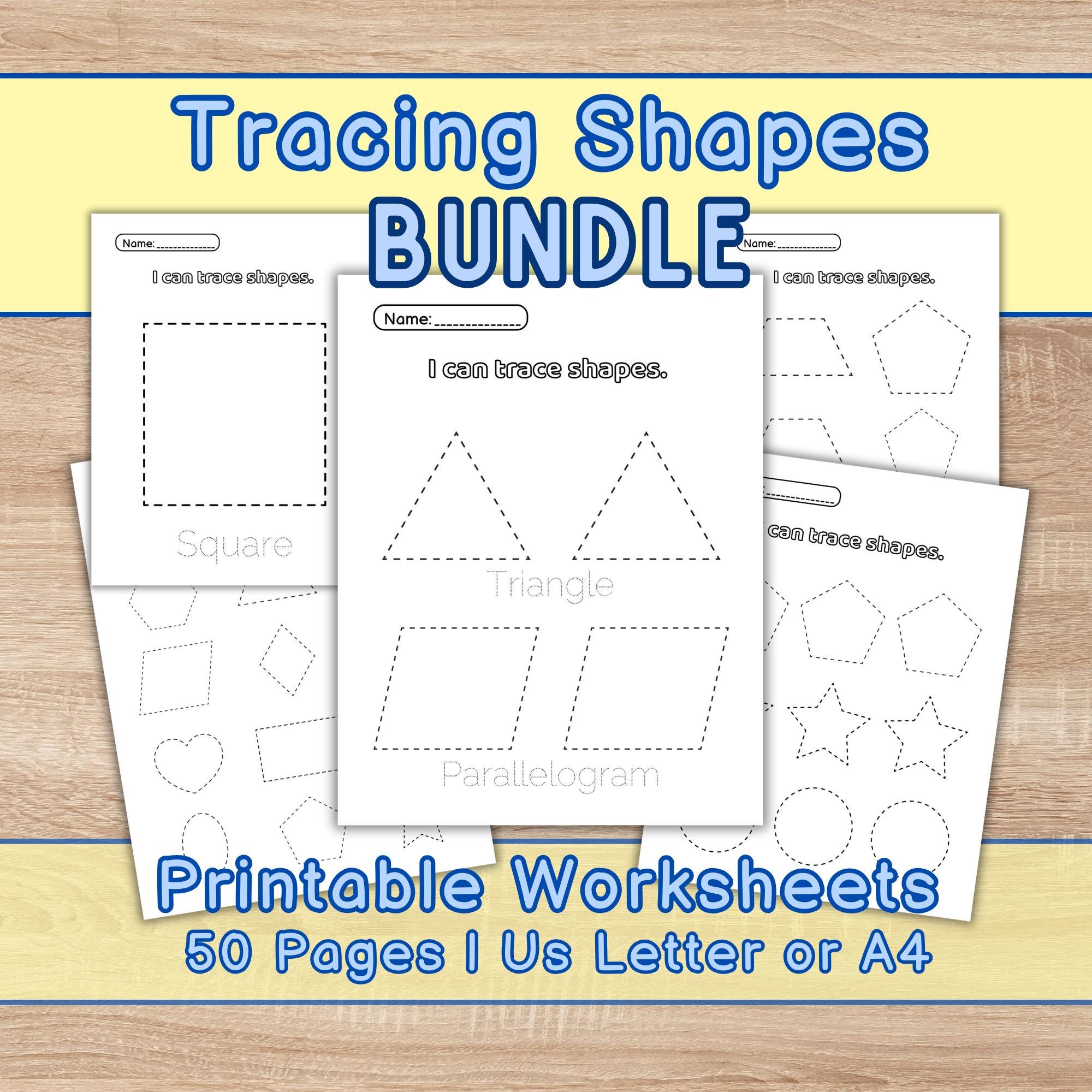 Shapes Tracing Worksheets Bundle - Fine Motor Skills Practice | 50 ...