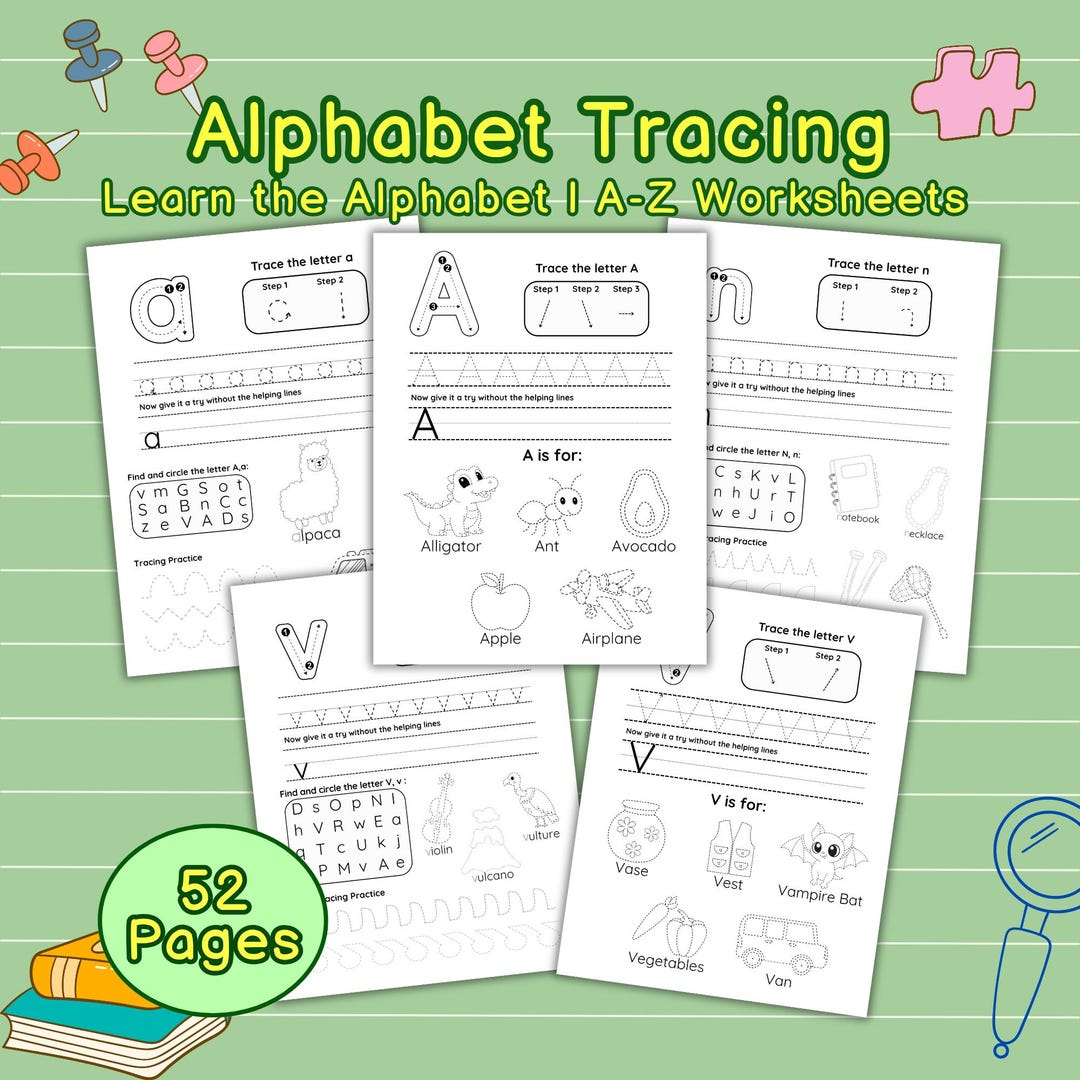 Alphabet Tracing Worksheets | Uppercase & Lowercase Letters | Preschool ...