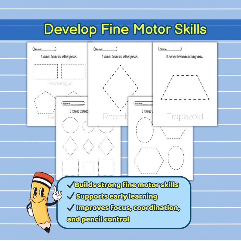 Shapes Tracing Worksheets Bundle - Fine Motor Skills Practice | 50 ...