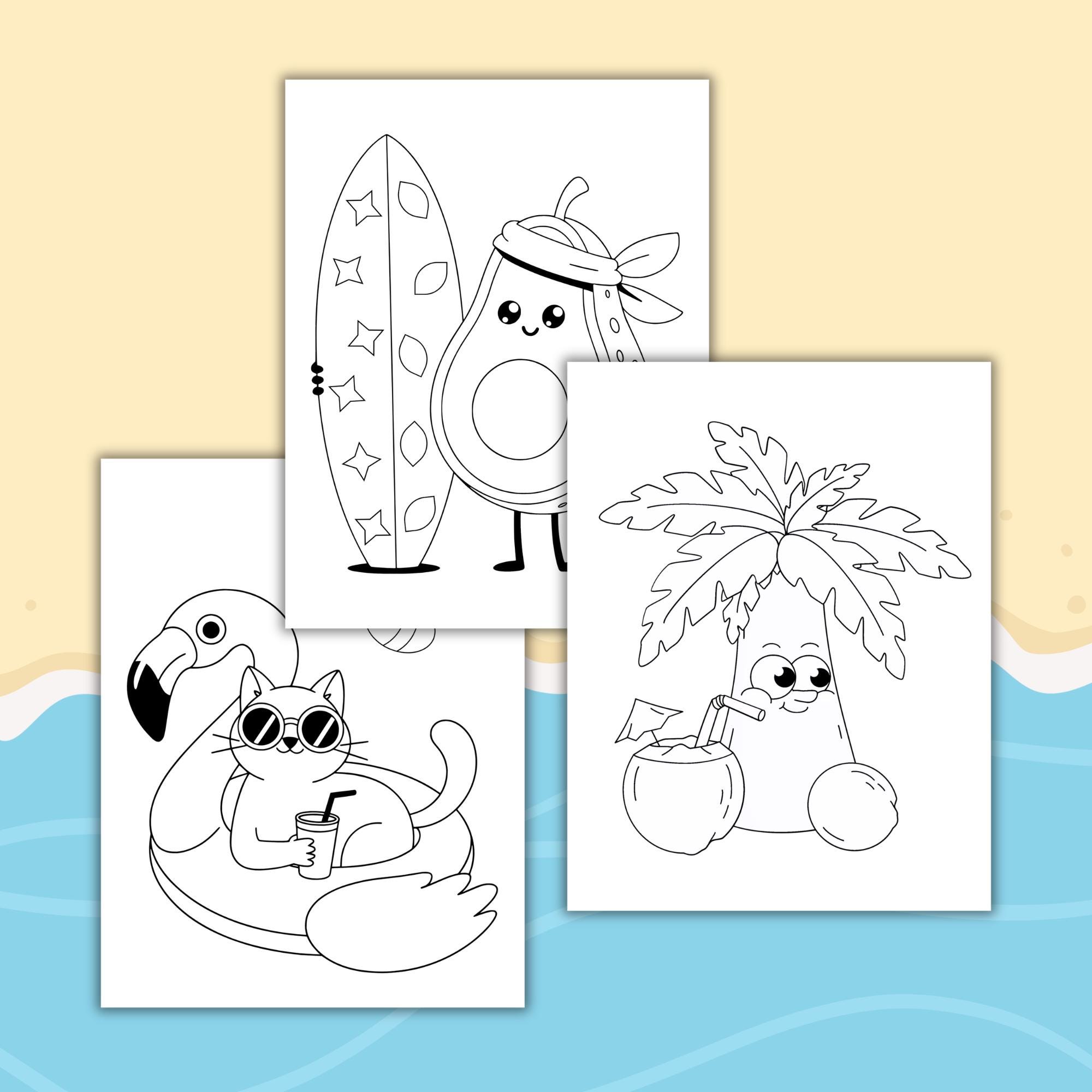 50 Summer Coloring Pages | Easy Coloring for Kids | Beach & Summer ...