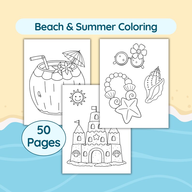 50 Summer Coloring Pages | Easy Coloring for Kids | Beach & Summer ...