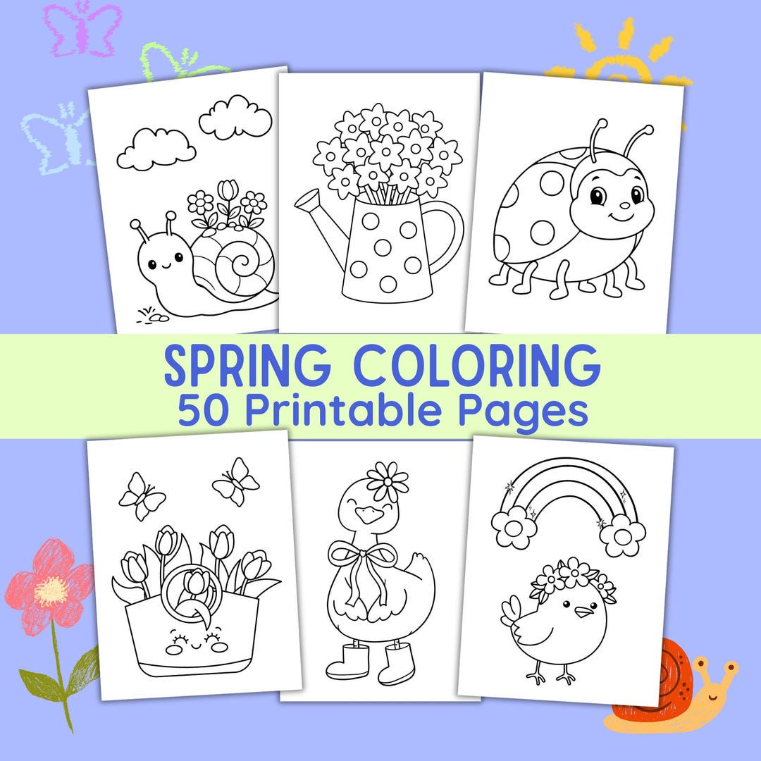50 Spring Coloring Pages | Simple and Easy Coloring Pages for Kids ...