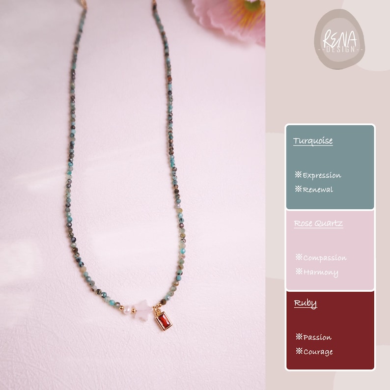Dainty Turquoise & Rose Quartz Gemstone Beaded Minimalist Layered ...