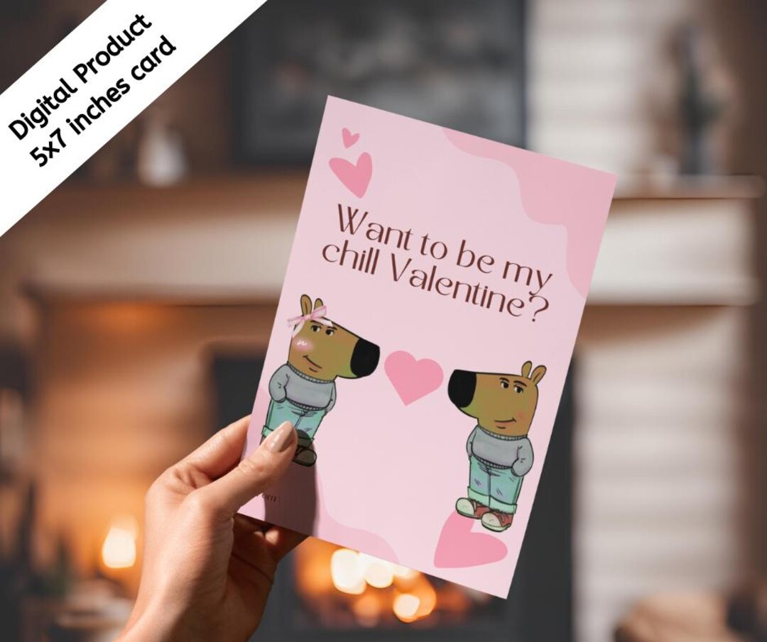 Chill Guy and Chill Girl Couple Printable Valentine's Day Card Cute ...