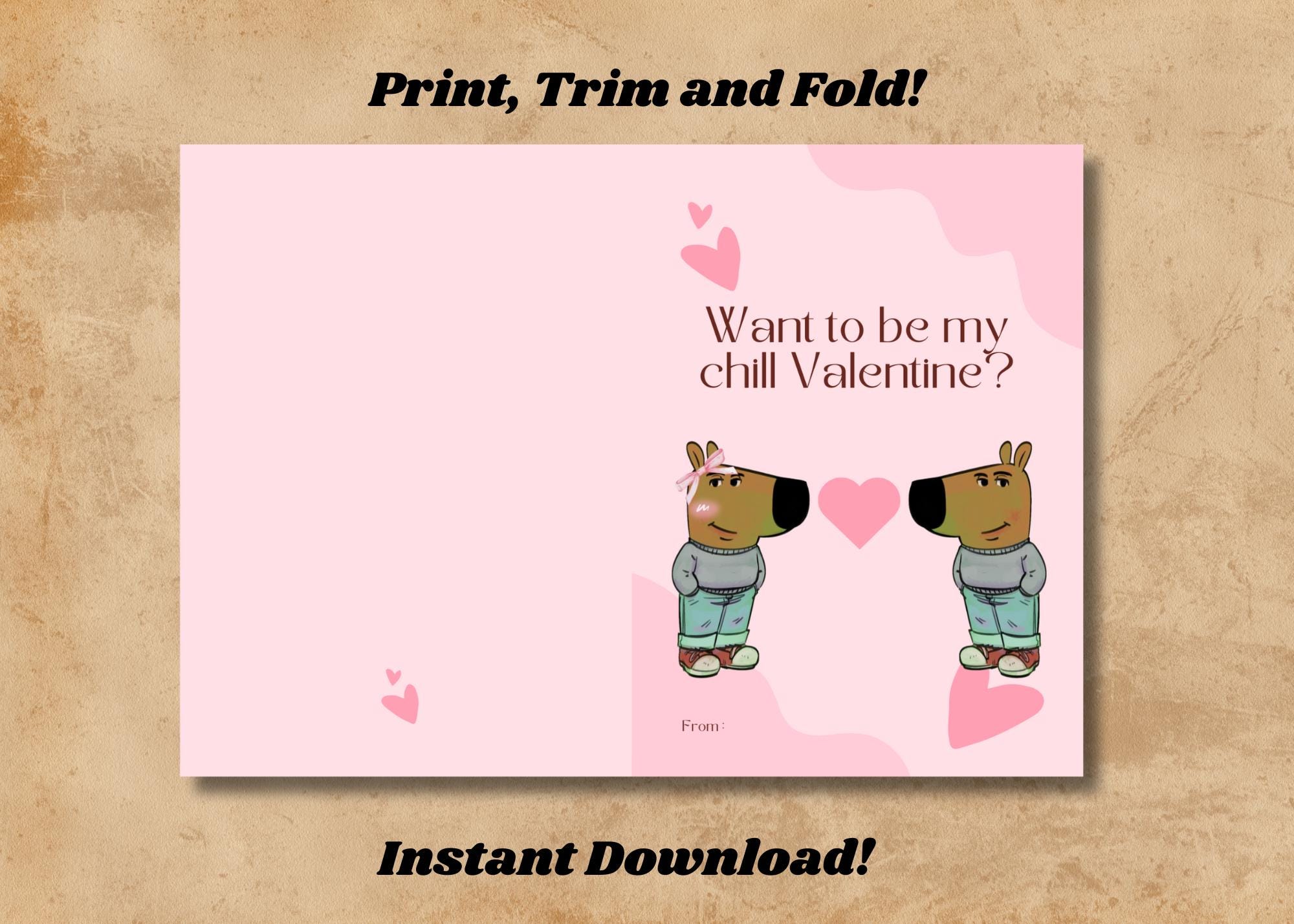 Chill Guy and Chill Girl Couple Printable Valentine's Day Card Cute ...
