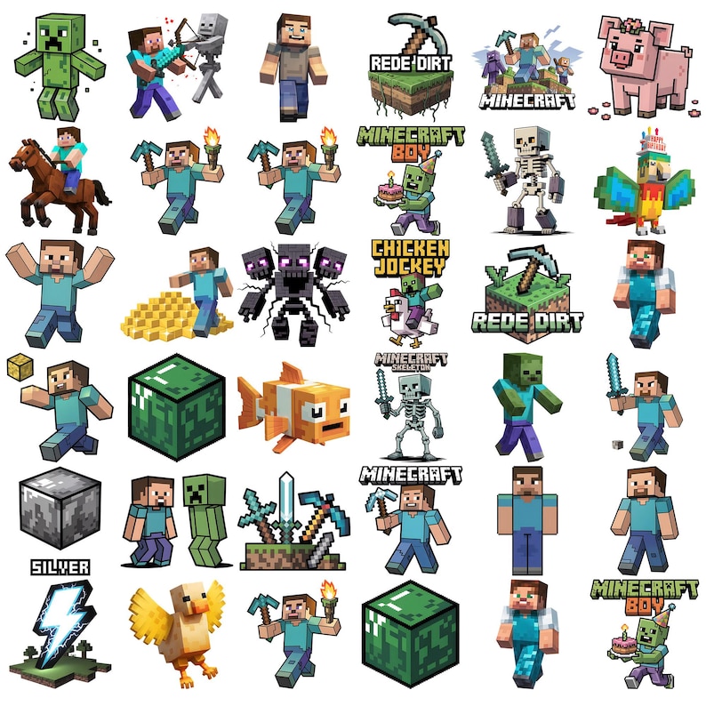 230+ Pixel Game PNG Bundle – Blocky Adventure Characters, Pixel World ...