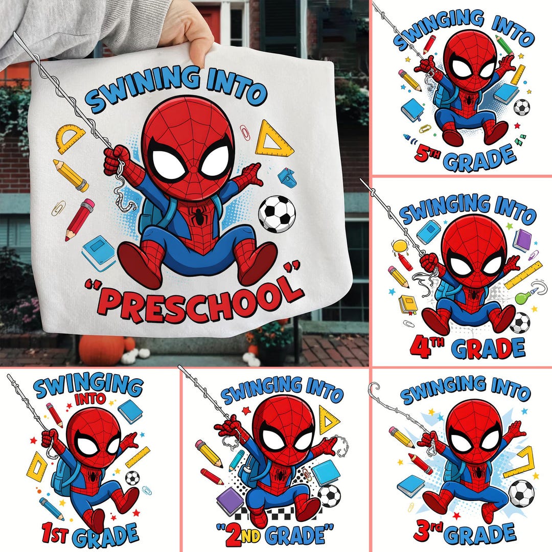 Swinging Into School Png Superhero Bundle, Superhero School Grade ...