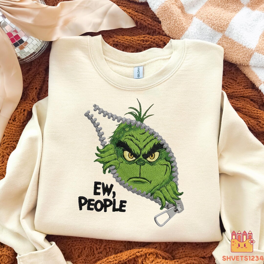 Funny Christmas PNG, Green Furry Character Zipper Clipart, Ew People ...