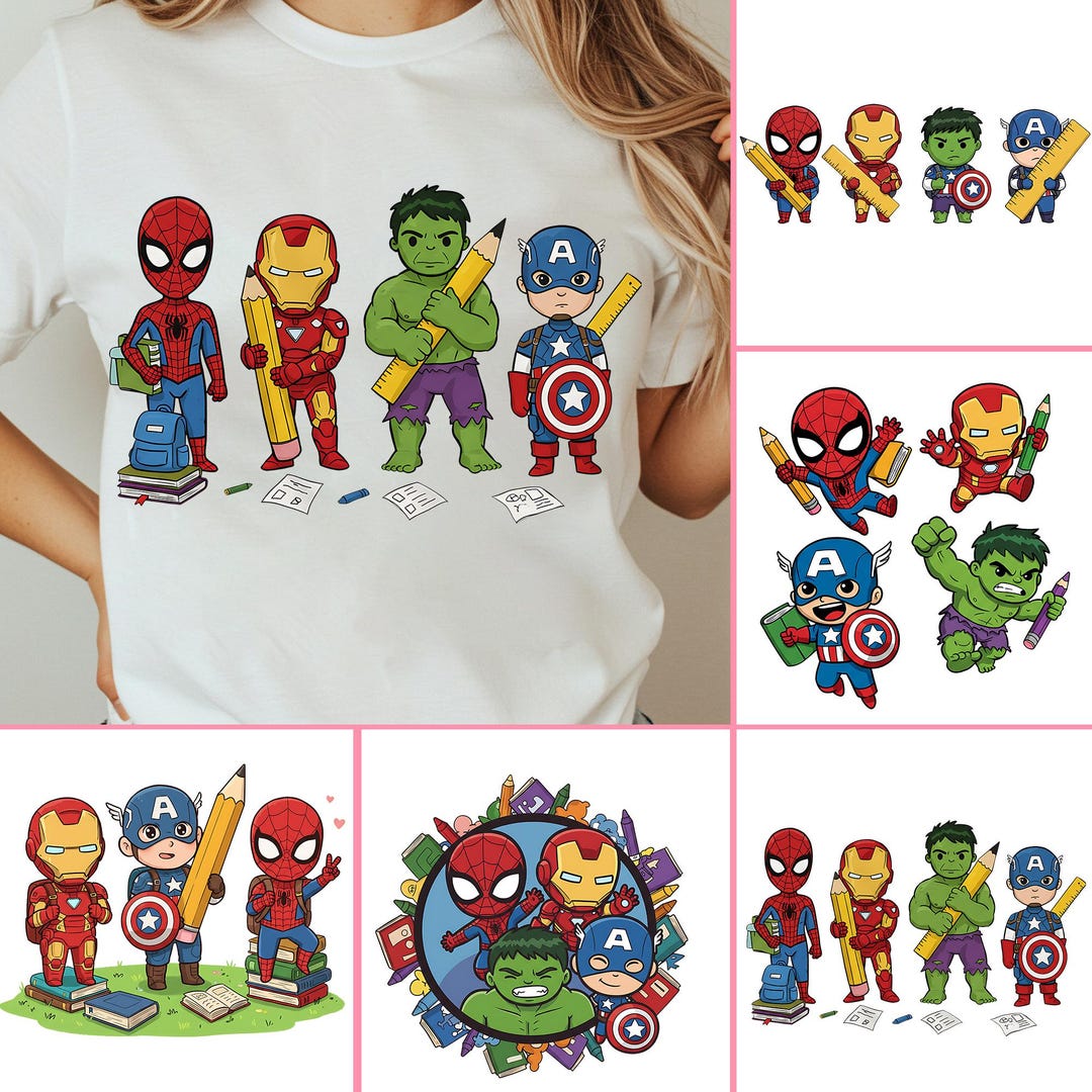 Superhero Back to School Png Bundle, School Boys Png, Preppy Back to ...