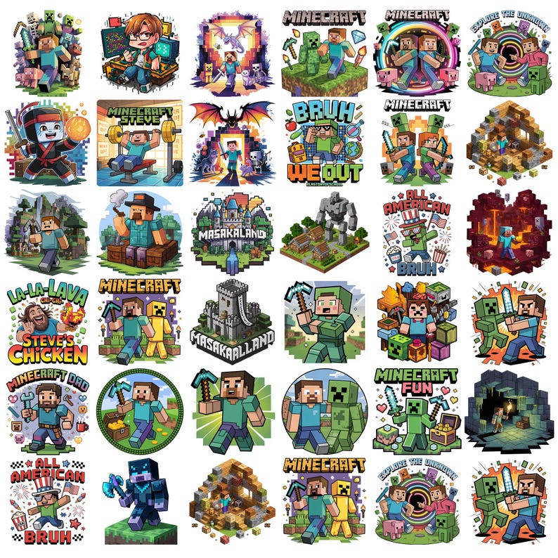 230+ Pixel Game PNG Bundle – Blocky Adventure Characters, Pixel World ...