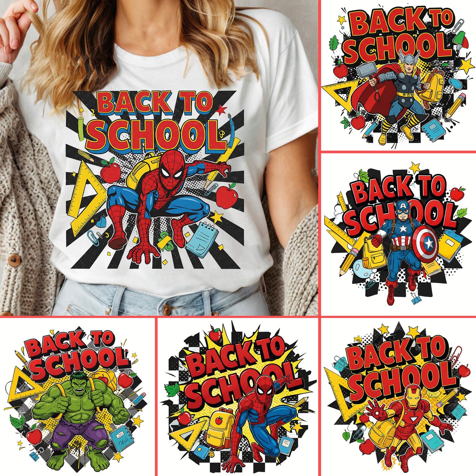 Retro Superhero Back to School Png, Spider School Boy Png, First Day of ...