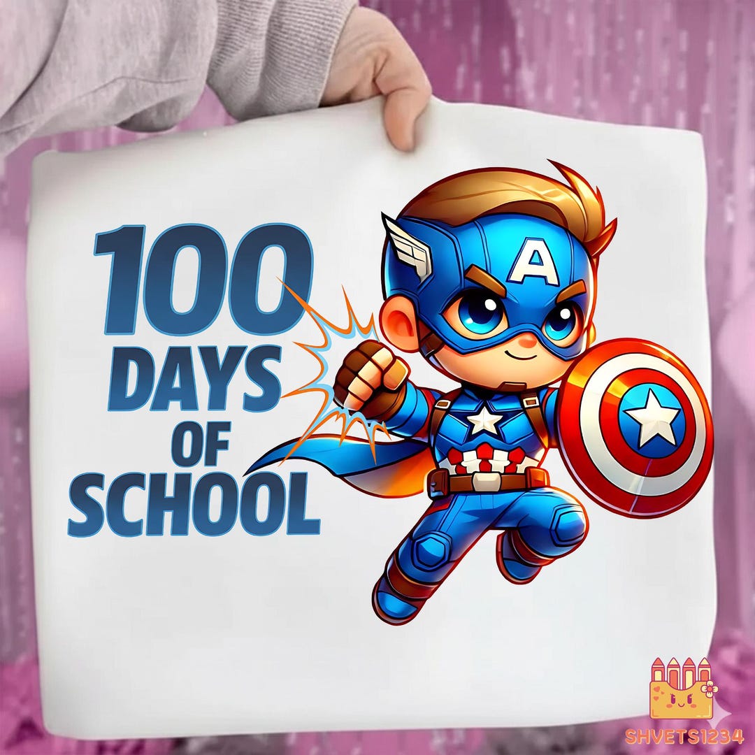 Superhero School PNG, Funny Cartoon School Design, Happy 100th Day ...
