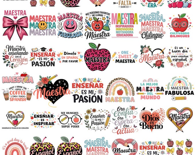 Bundle Spanish Teacher Svg Png, Maestra Svg, Profesora Svg, Spanish Svg ...