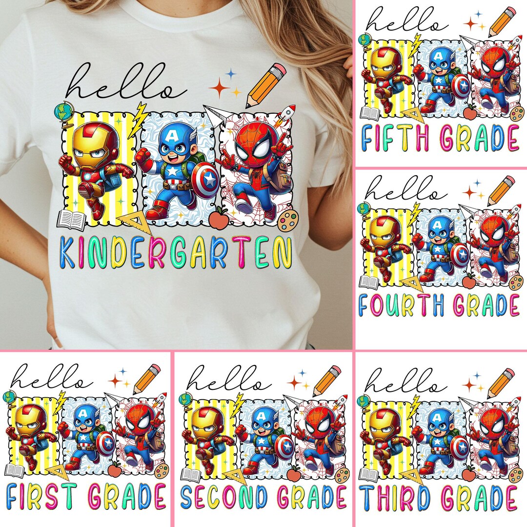 Superhero Back to School Png Bundle, 1st/2nd/3rd/4th/5th/6th/7th/8th ...