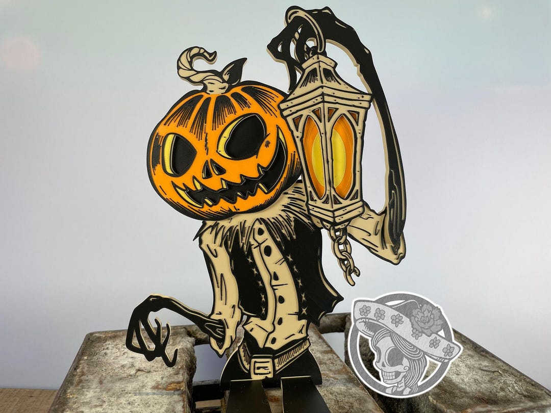 Easy to Assemble Pumpkin Man Lantern 3D Print File Bambu Lab X1 P1S A1 ...