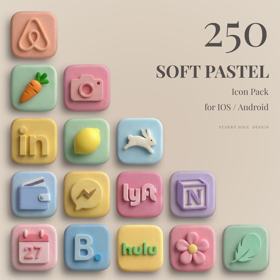 Soft Pastel App Icons for Ios & Android | 3D Aesthetic Minimal Cute ...
