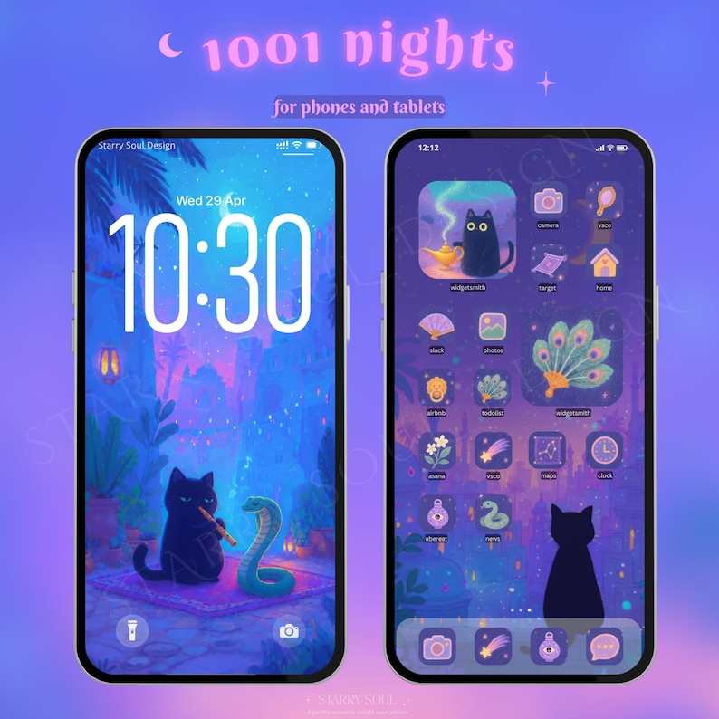 1001 Nights App Icons | Dreamy Cat Ios & Android iPad Theme, Purple ...