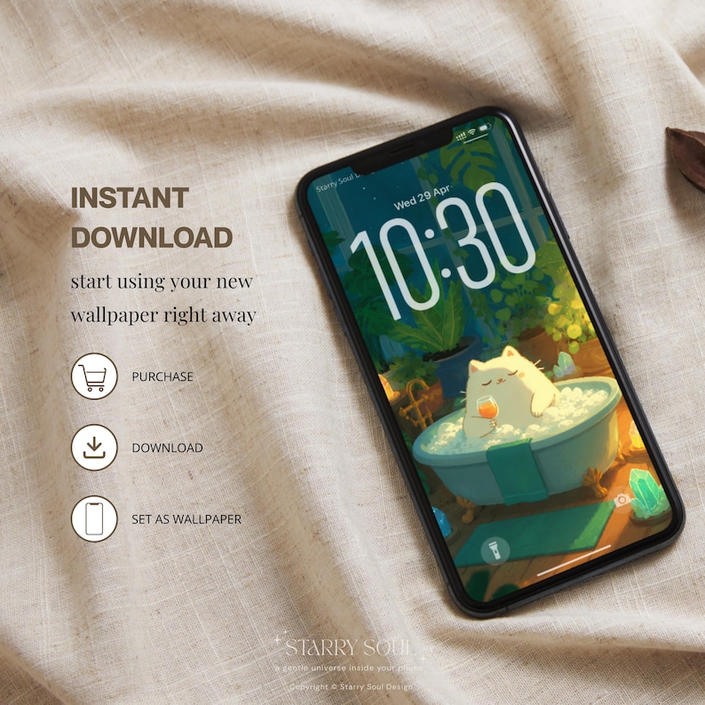 Cozy Cat Live Phone Wallpaper, Aesthetic Loop Video, Green Cute iPhone ...