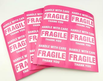 10x FRAGILE Please Handle With Care Labels Stickers Pink - Etsy