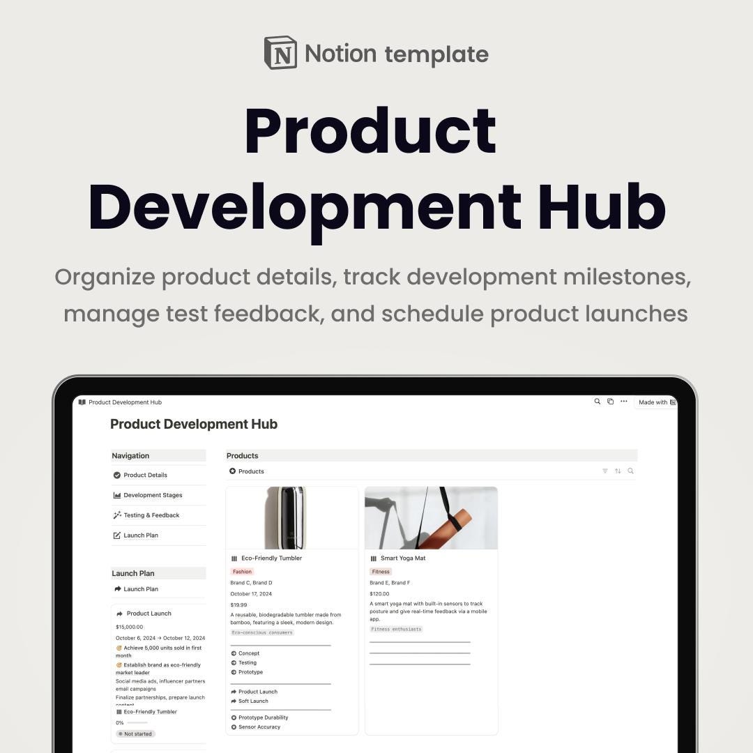 Product Development Hub. Organize Product Details, Track Progress ...