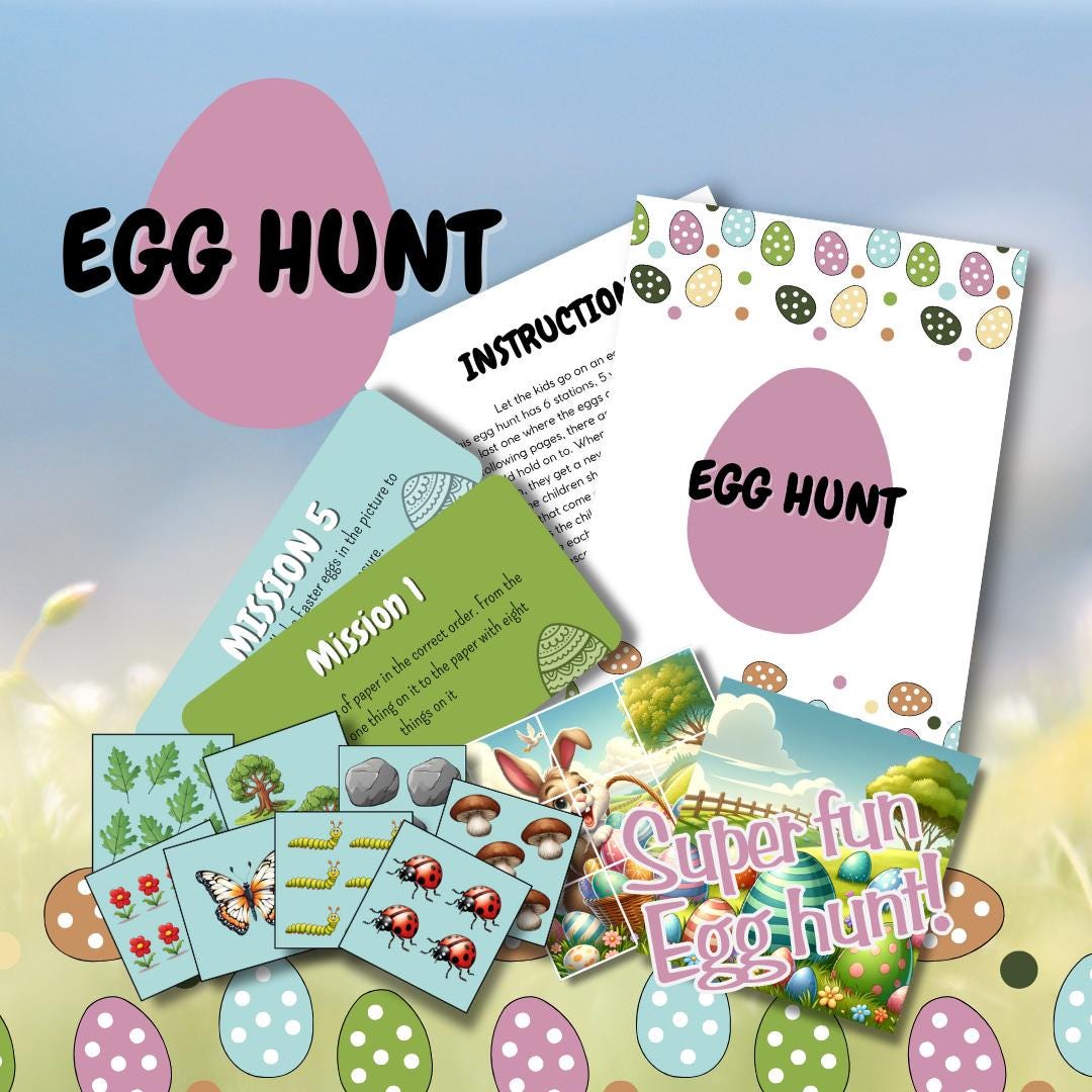 Printable Easter Egg Hunt, Clue Cards, Indoor and Outdoor Treasure Hunt ...