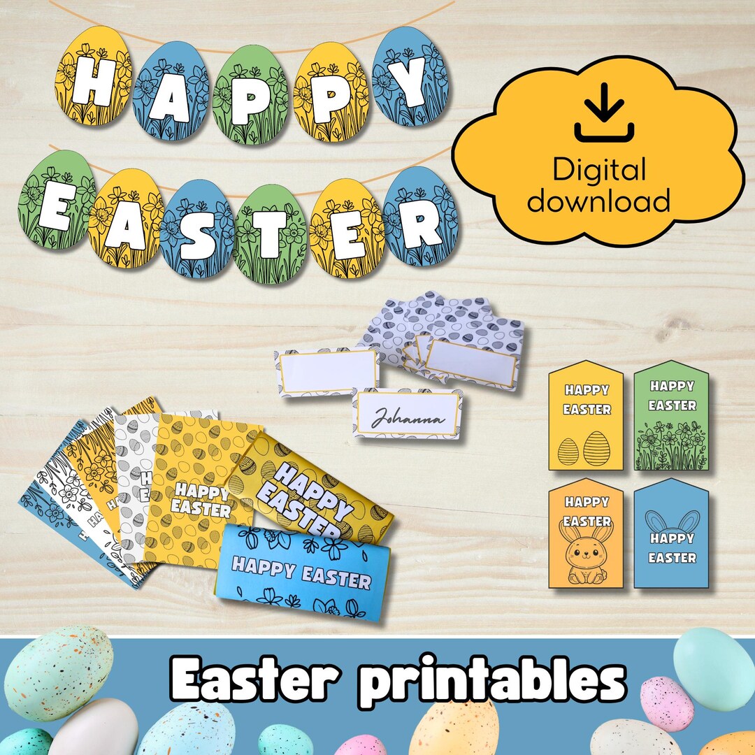 Easter Theme Party Decorations, Printable Easter Home Decors, Easter ...