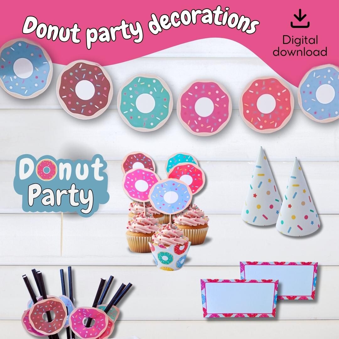 Donut Party Printables - Donut Party Decor - Donut Banner - Donuts ...