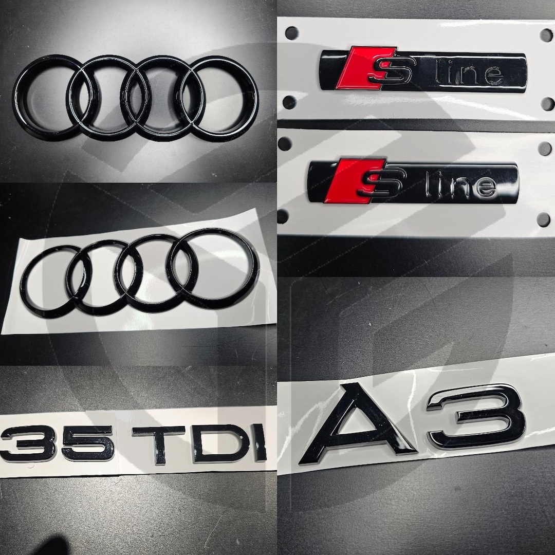 Audi A3 2021+ 8Y Gloss Black Badges Grille/boot/fender Set/ 2 X S-line ...