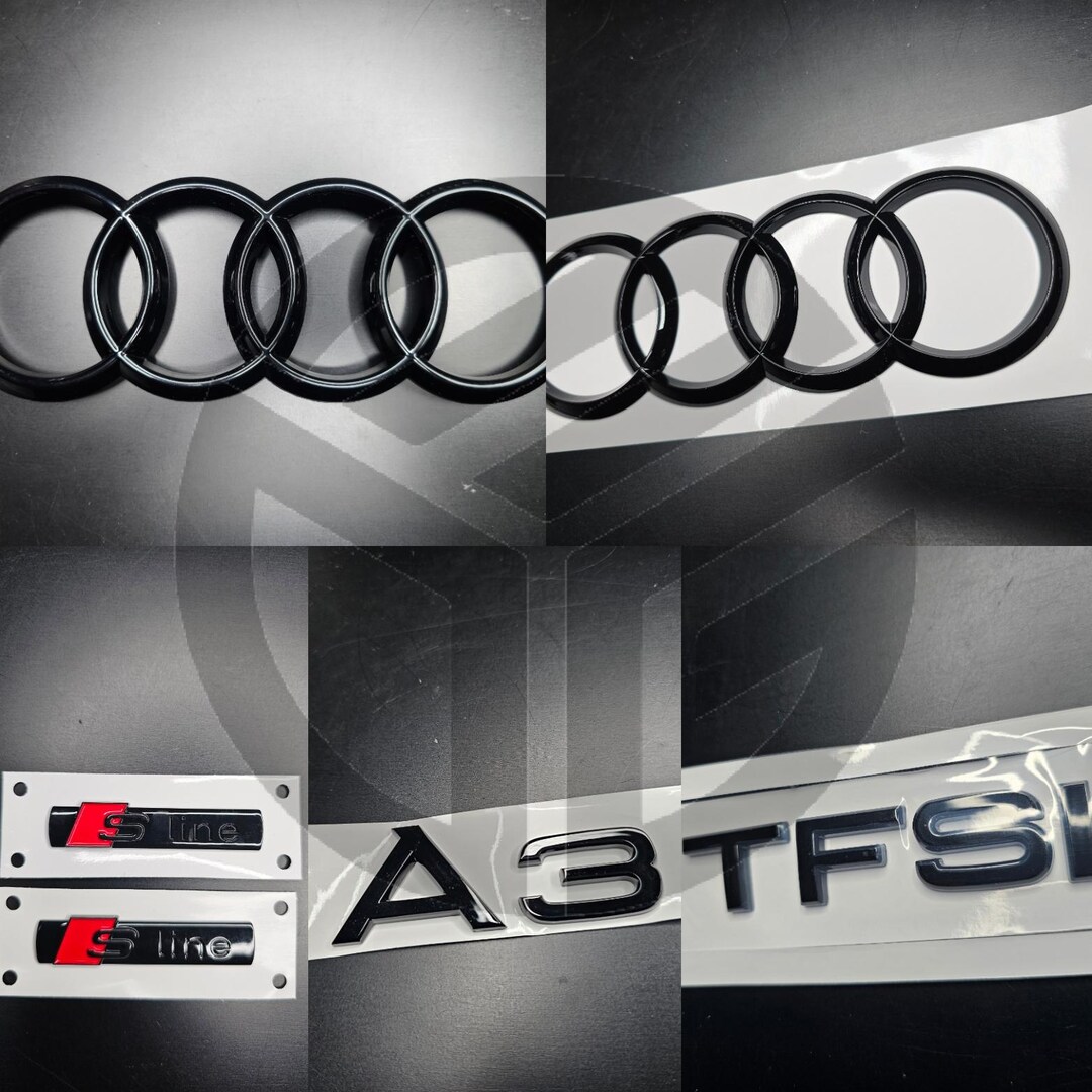 Audi A3 2021+ 8Y Gloss Black Badges Grille/boot/fender Set/ 2 X S-line ...