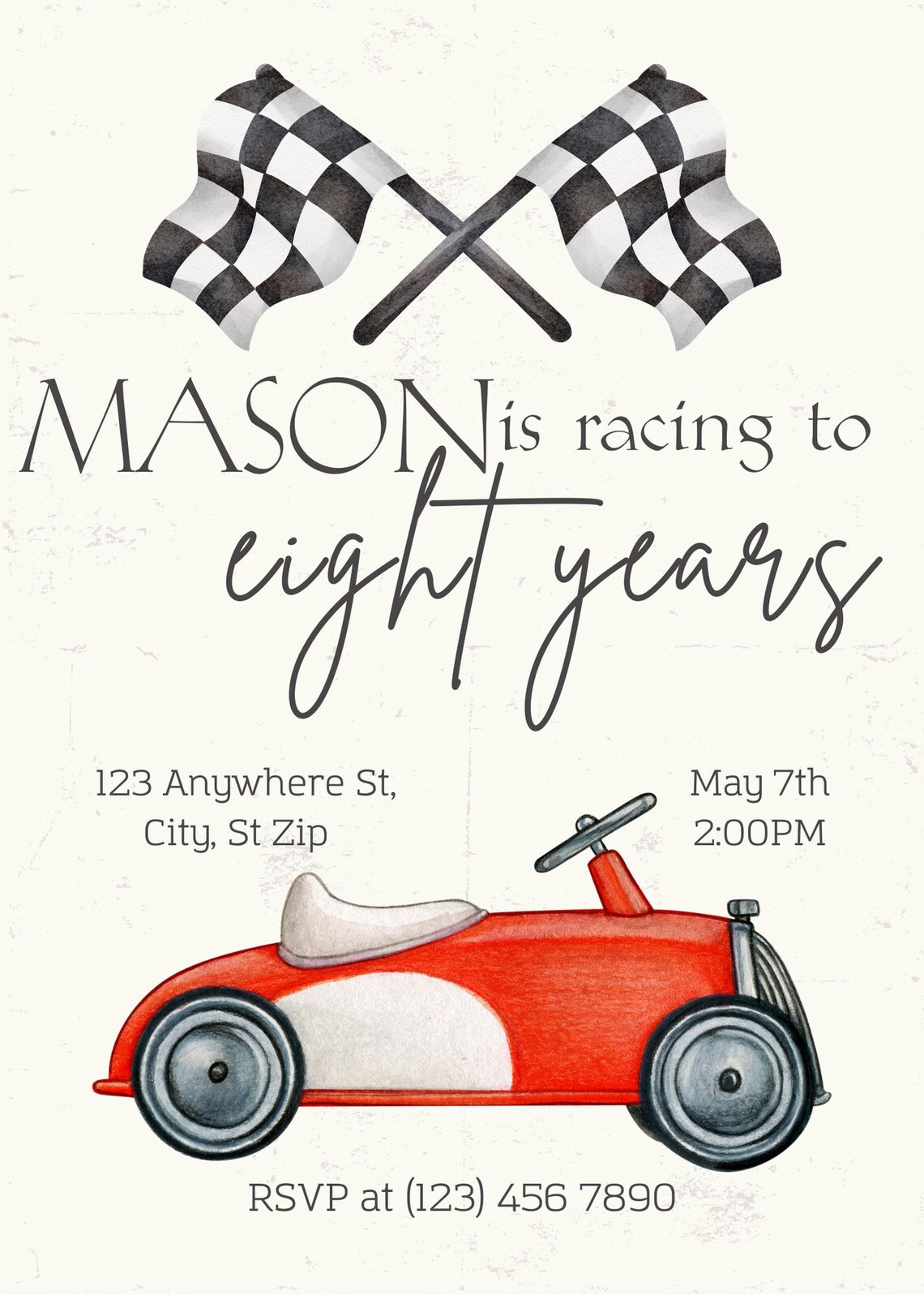 Racer Speed Birthday Invitation | Modern & Sophisticated Canva Template ...