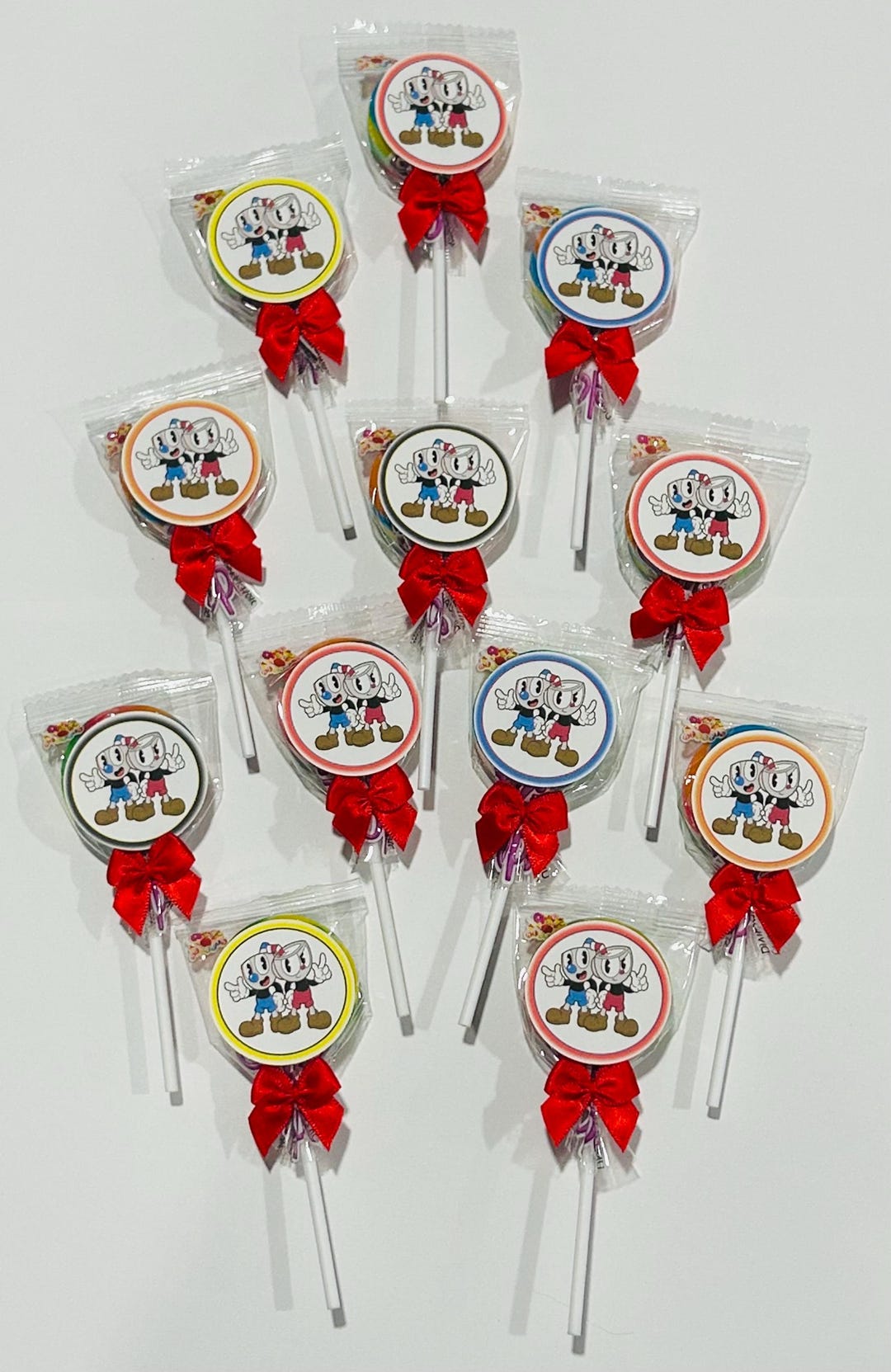 Cup Head Inspired Party Favor Swirl Lollipops 10ct. - Etsy