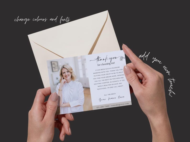 Editable Realtor Thank You Card Template | Canva Editable| Real Estate ...
