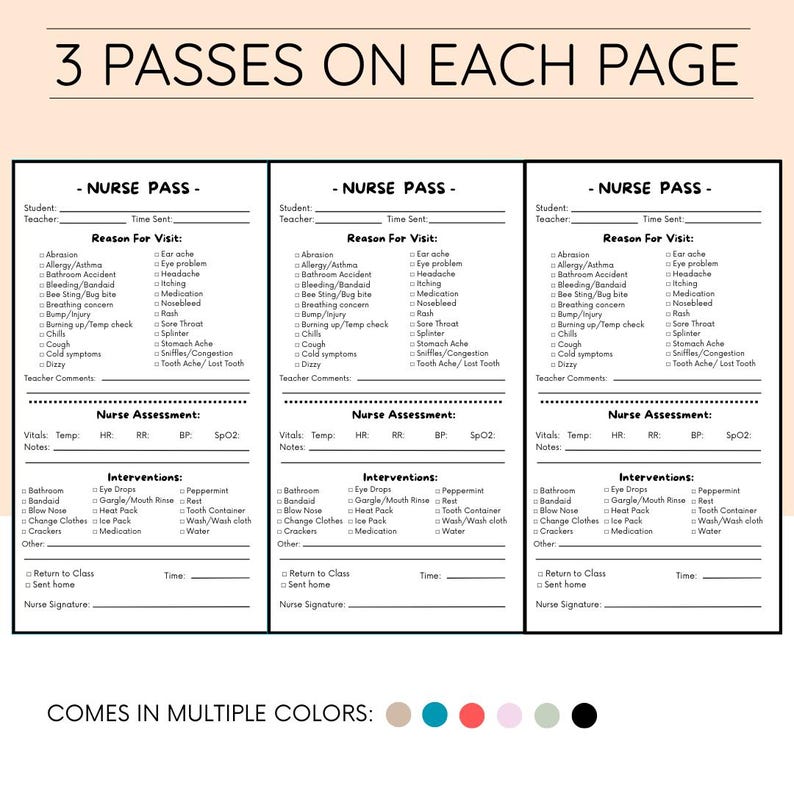 School Nurse Hall Pass - Etsy