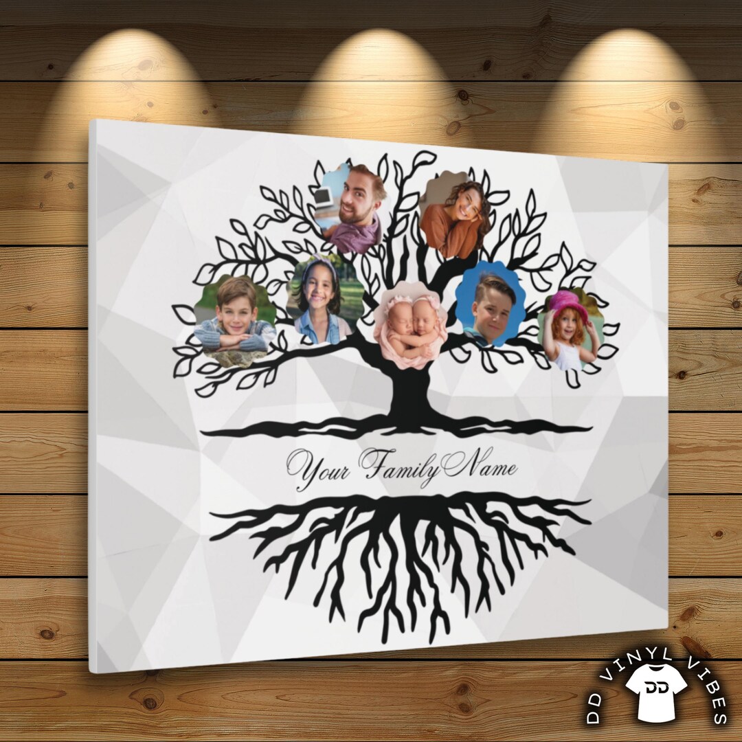 Personalized Family Tree, Canvas Art, Wall Decor, Customized Photo ...
