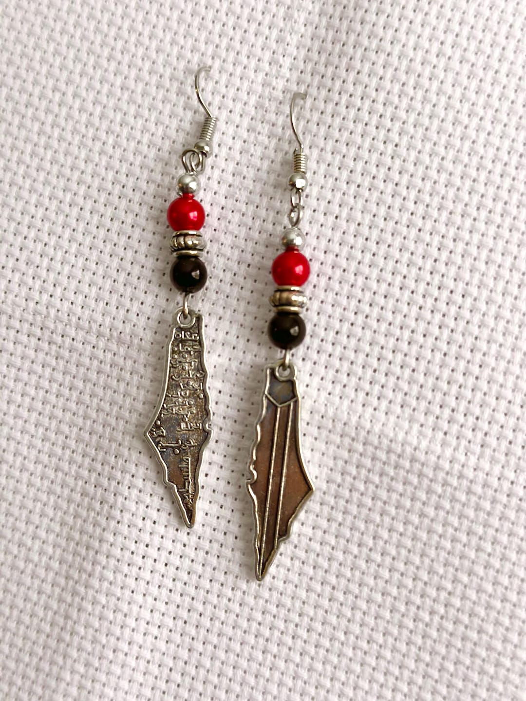 Unique Drop Dangle Earrings With Palestine Map and Key of Return Design ...