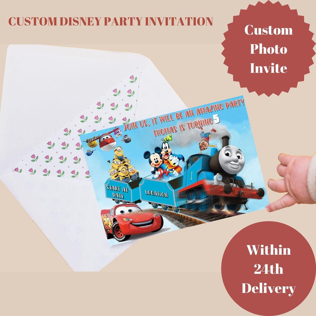 Disney Magic Birthday Invite With Custom Face, Collage Style Disney ...