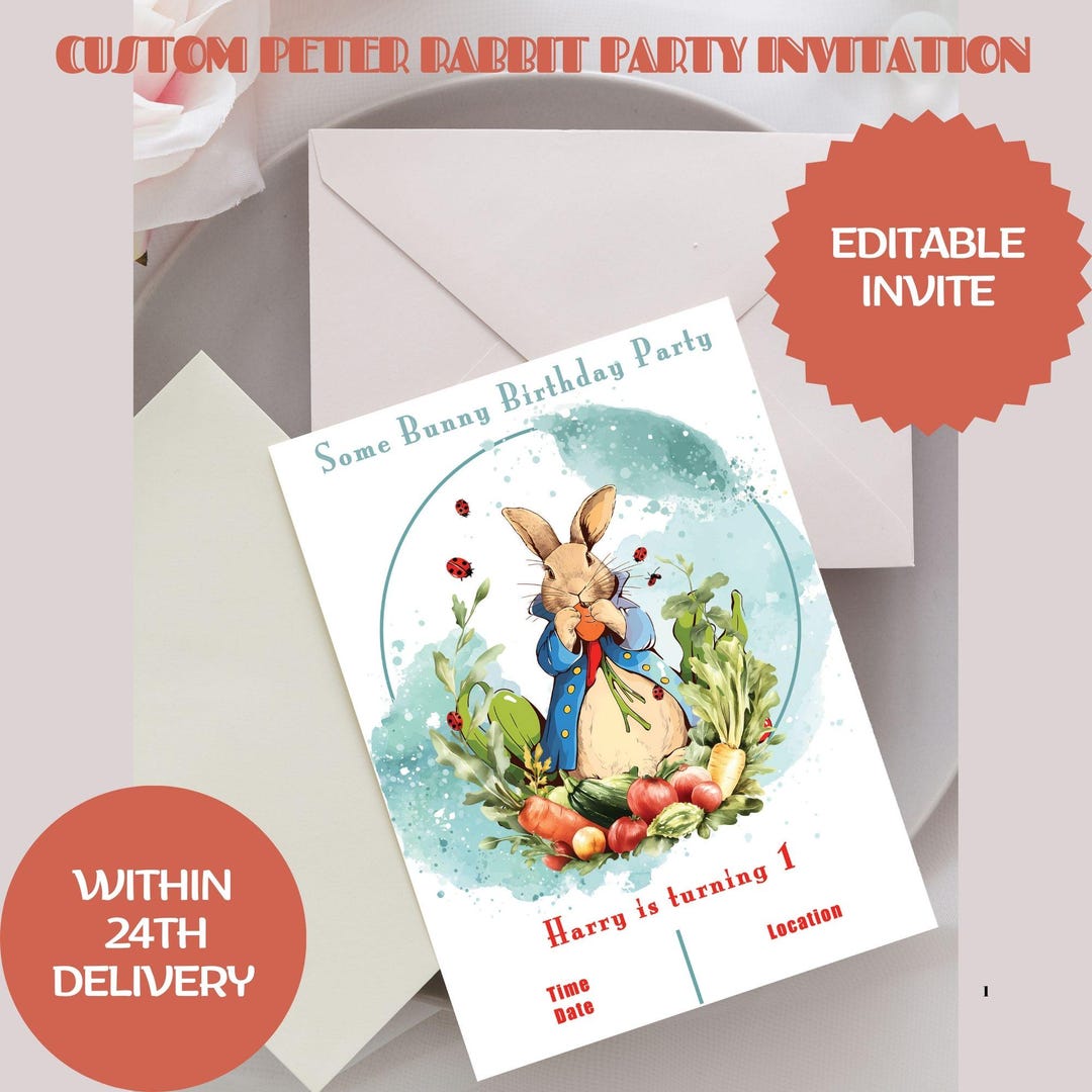 Peter Rabbit Birthday Invitation, Printable & Editable, Peter Rabbit ...