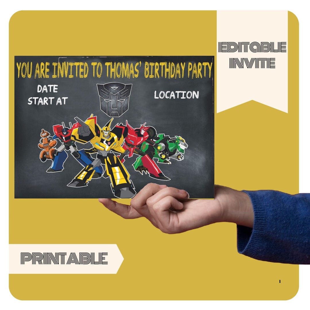 Transformers Birthday Invitation, Printable Transformers Invite ...