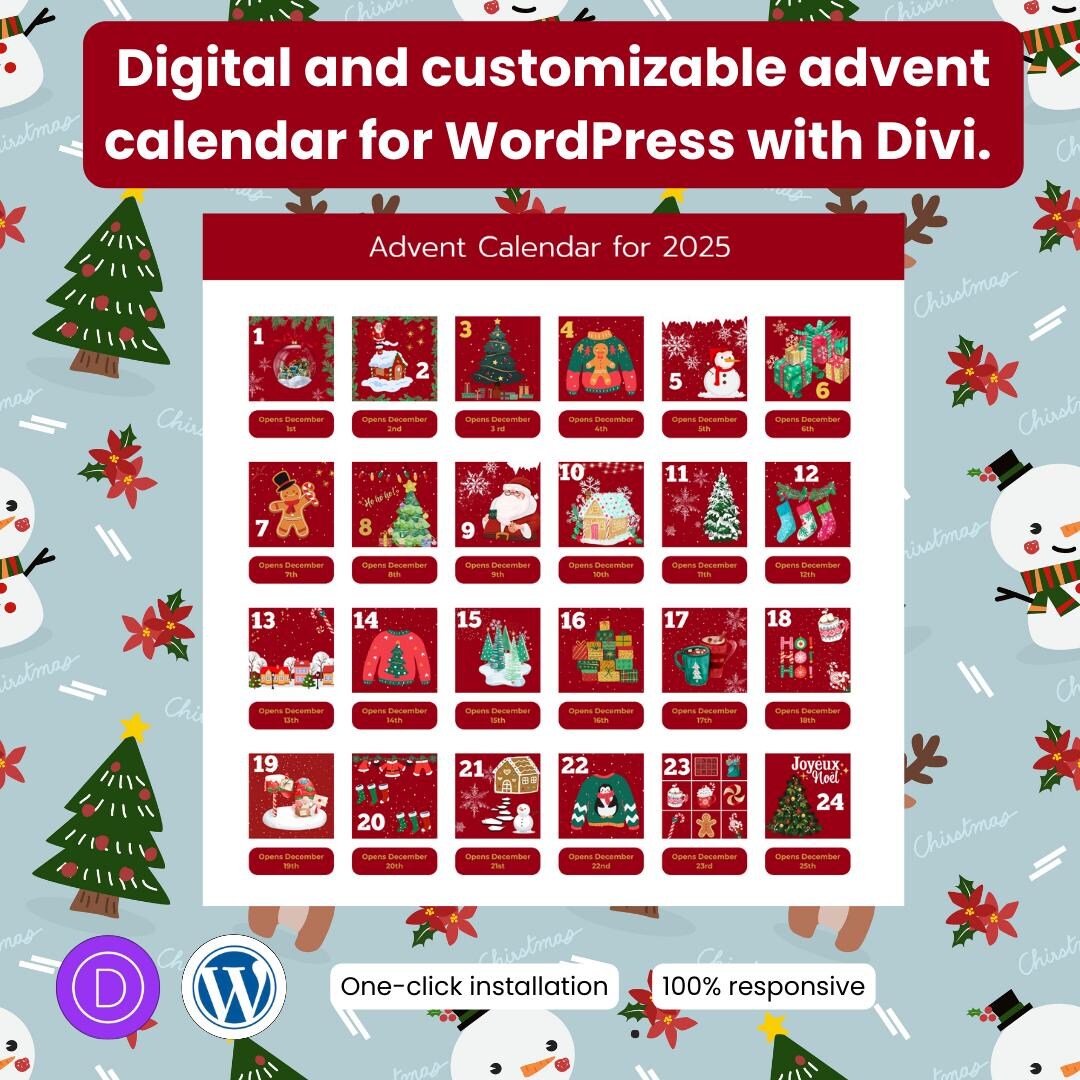 Digital & Customizable Advent Calendar for Wordpress With Divi ...