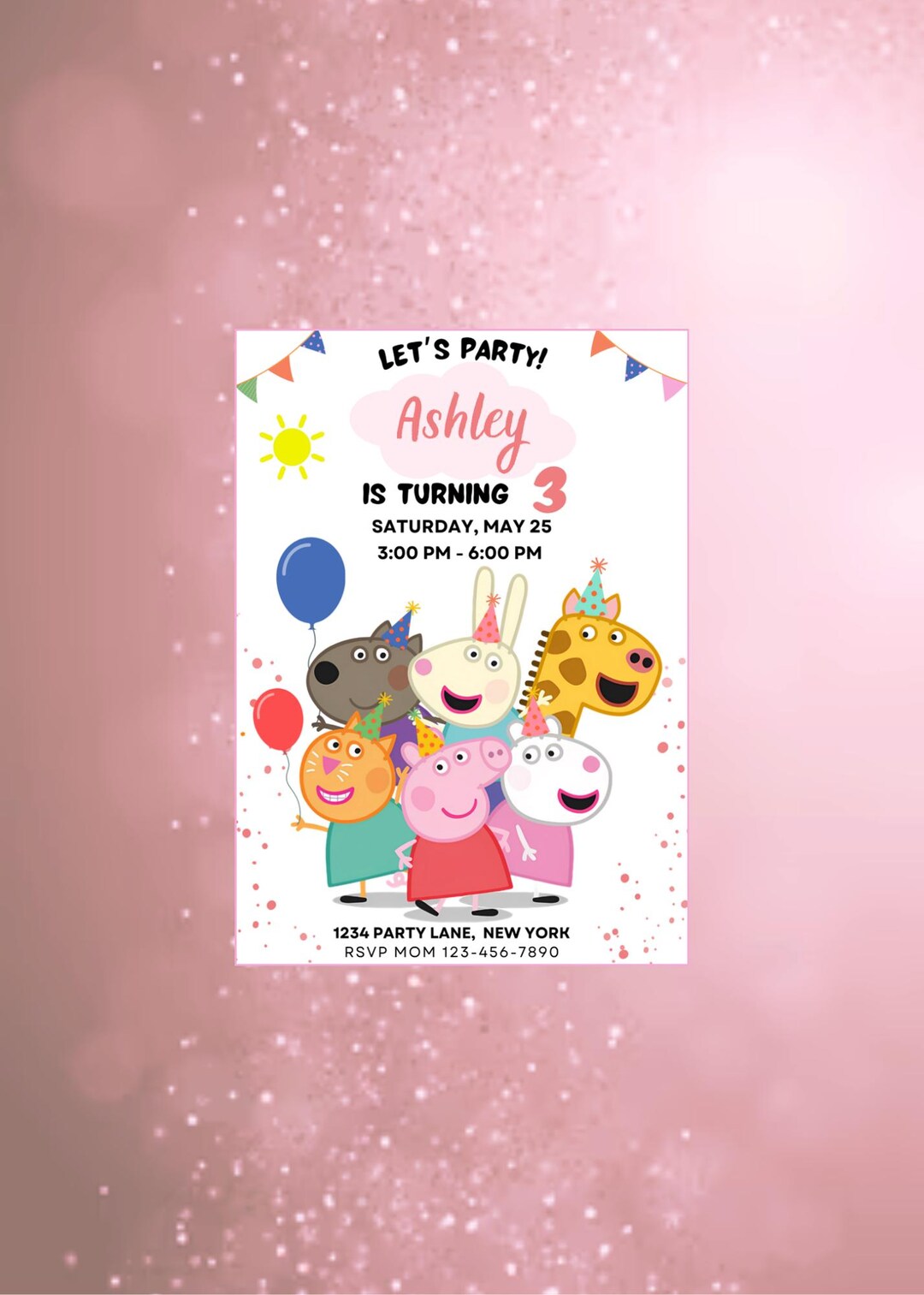 Peppa Pig Birthday Invitation, Peppa and Friends, Digital Invite ...
