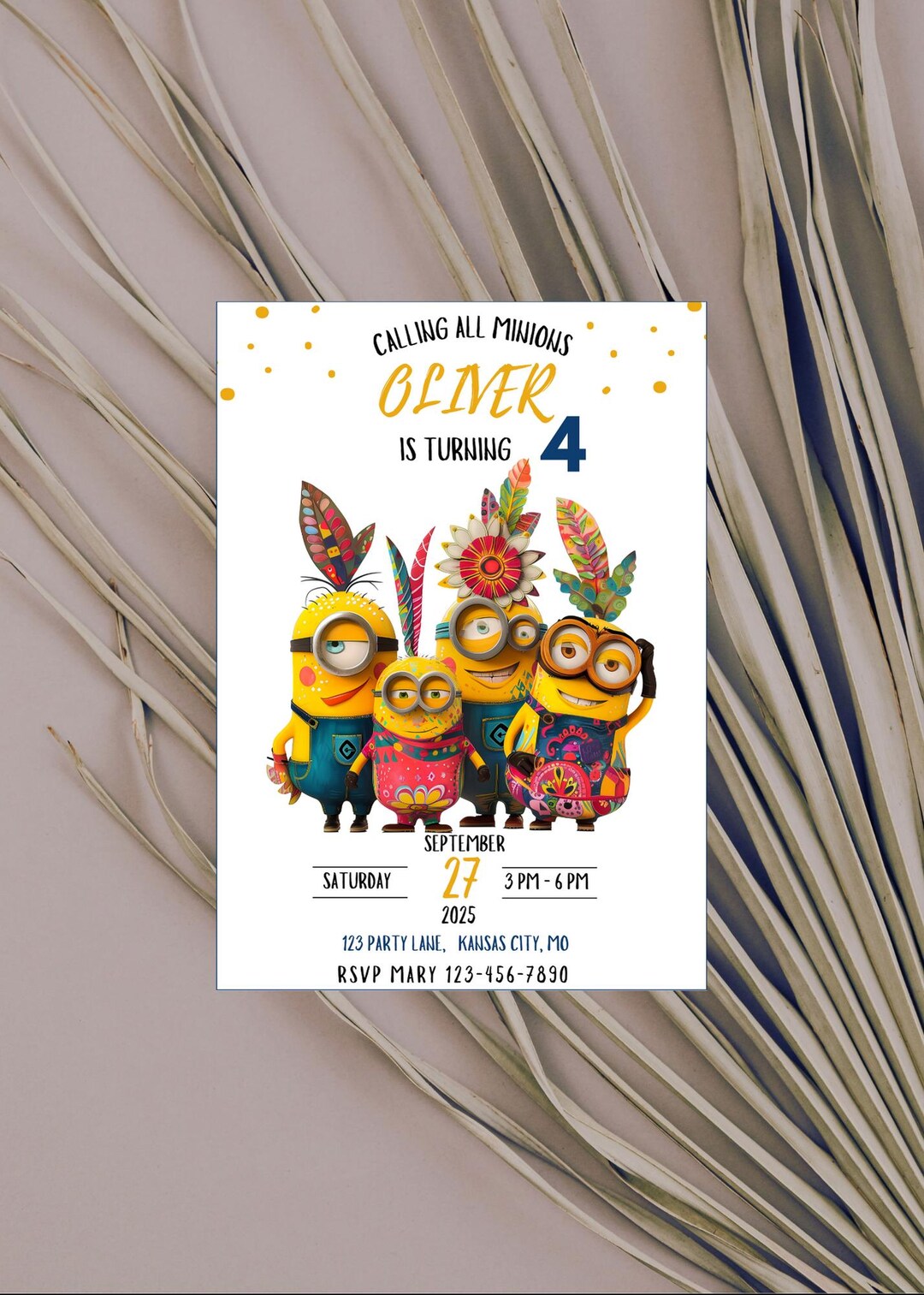Minion Birthday Invitation, Minions Party Invitation, Editable, 5x7 - Etsy