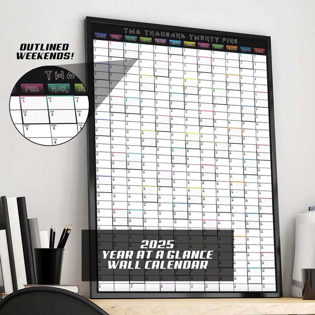 2025 Full-year at a Glance Calendar - Digital Download | Edgy Rock-n ...
