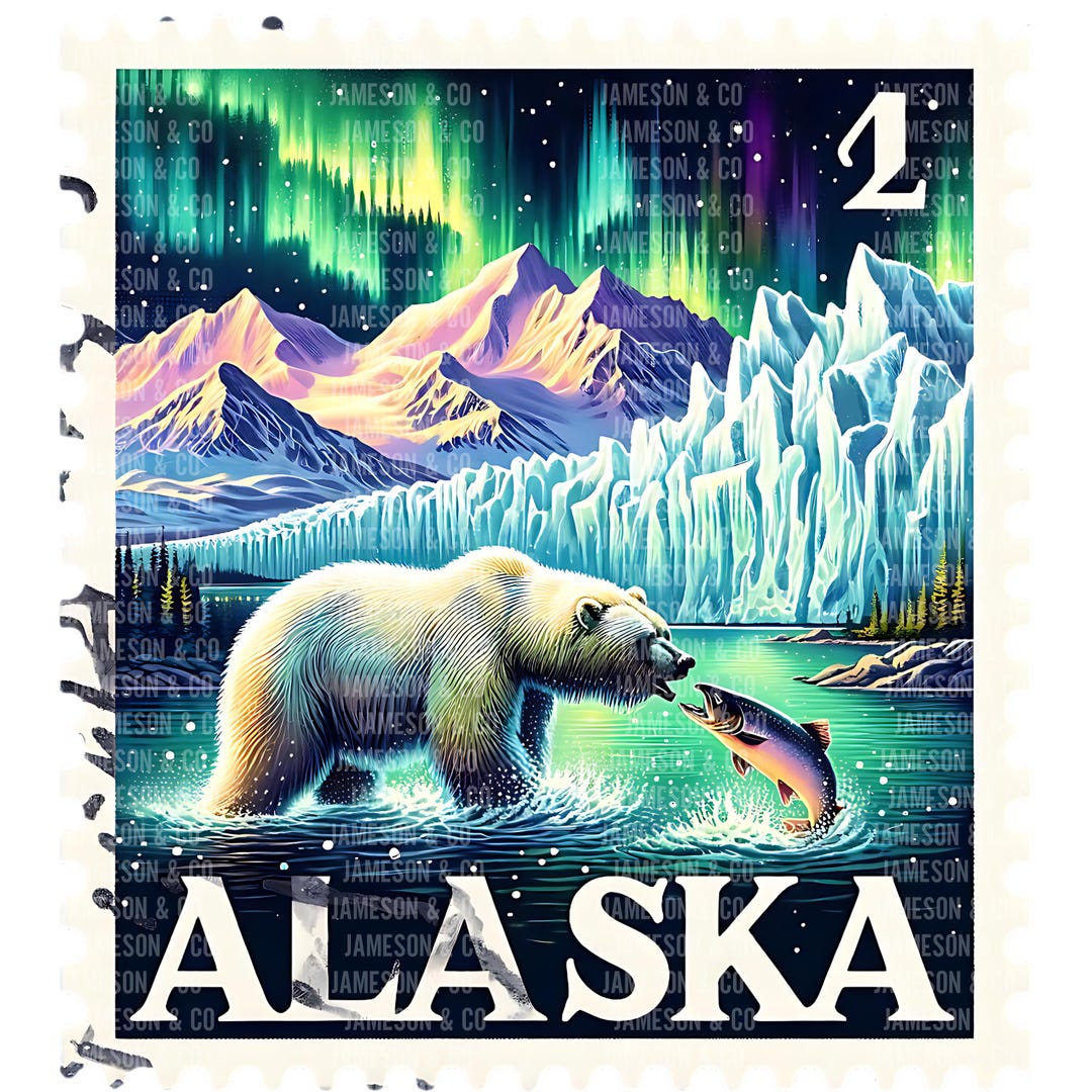 Alaska Stamp State PNG Vintage Stamp Sublimation Design USA State ...