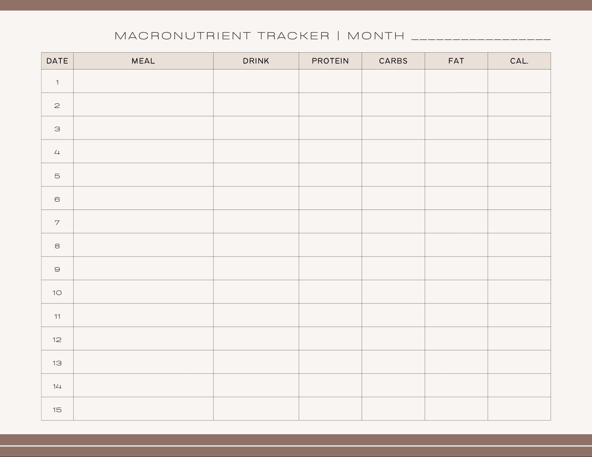 Printable Macronutrient Tracker - Etsy