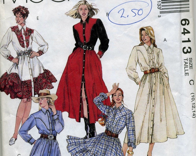 RODEO QUEEN Western Womens' Dress Pattern Mccalls 6413 UNCUT OOP Size ...