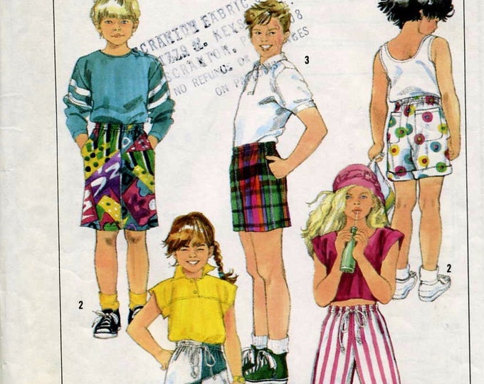 1980s Jams Shorts Pants Pattern Simplicity 7531 Child's Medium Waist 23 ...