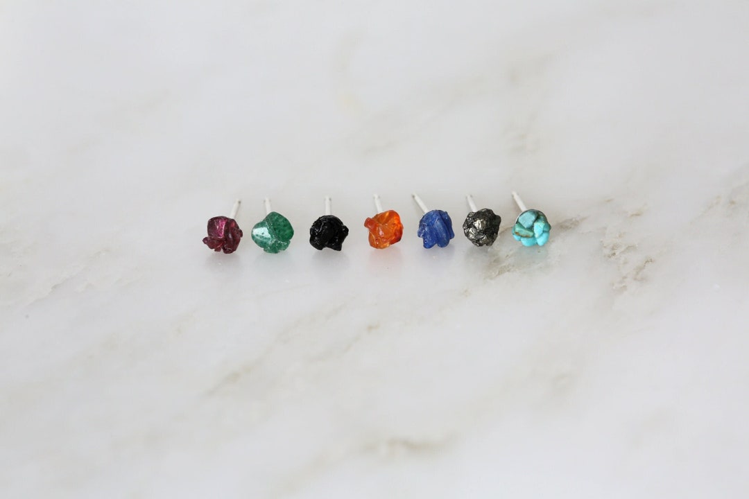 Single Stud Earring, Unique Single Earring, Raw Gemstone Studs - Etsy
