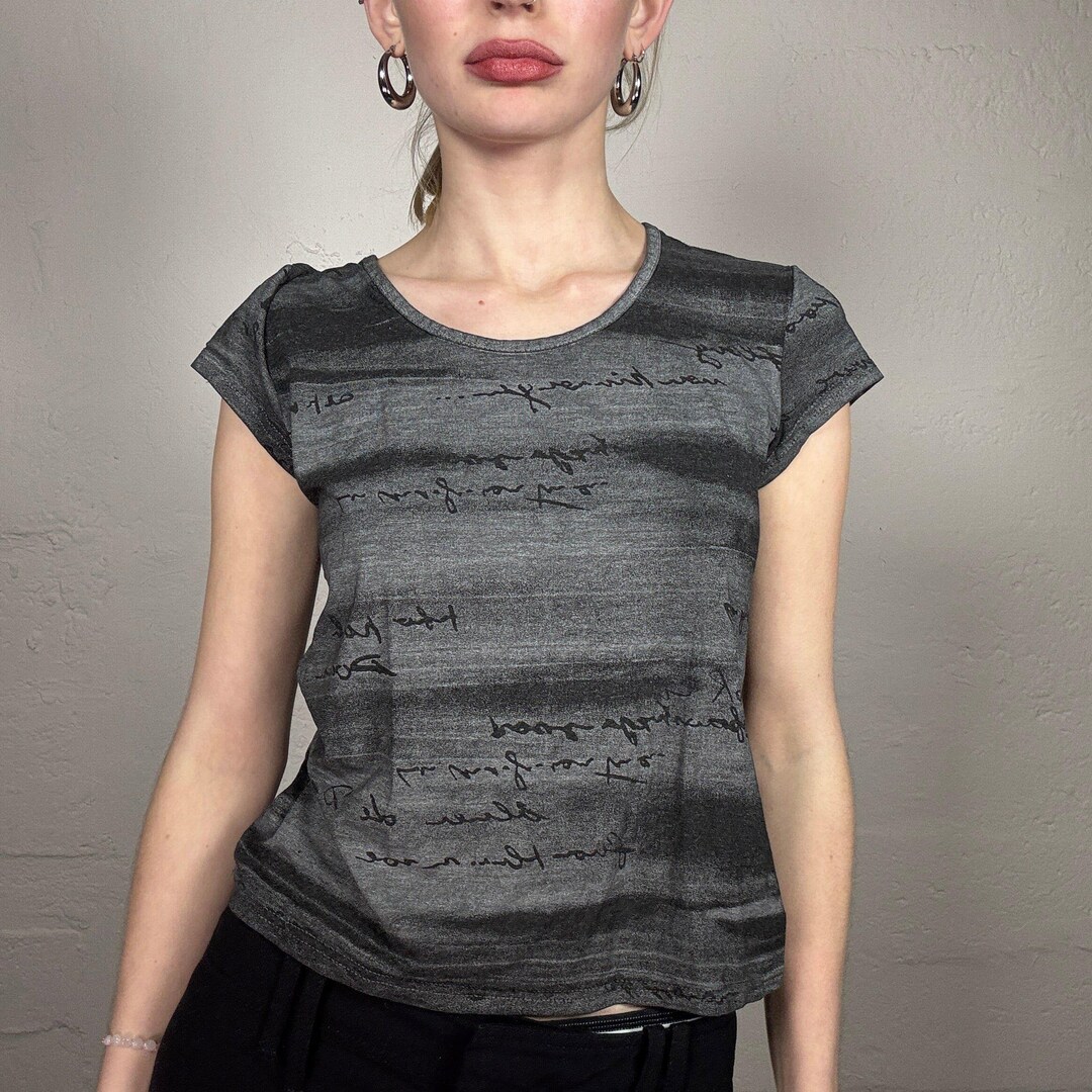 Vintage 90’s Punkyfish Grunge Grey Script Print Tee (S) - Etsy