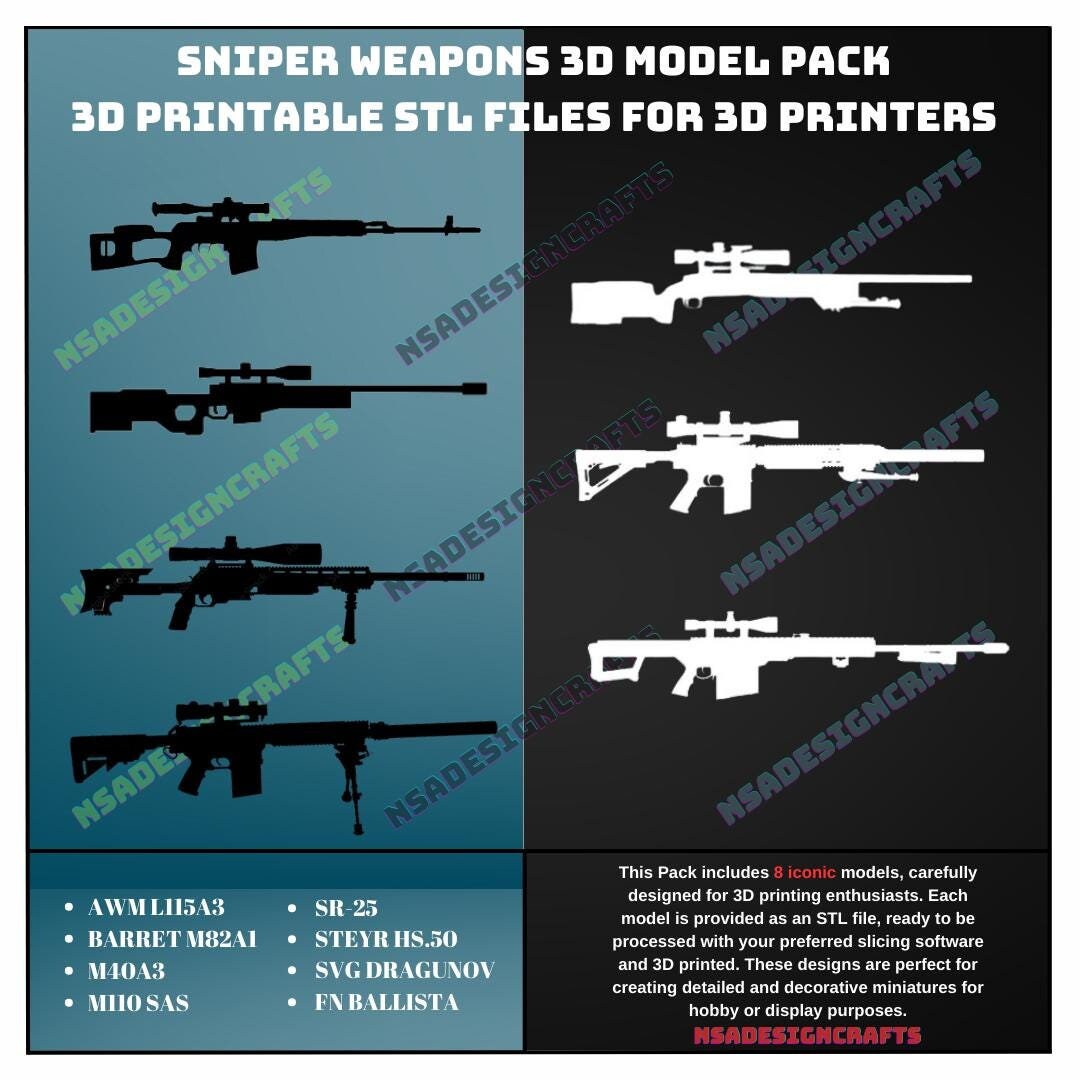3D Printables Sniper Rifle STL Pack 1:4 Scale NOT REAL - Etsy